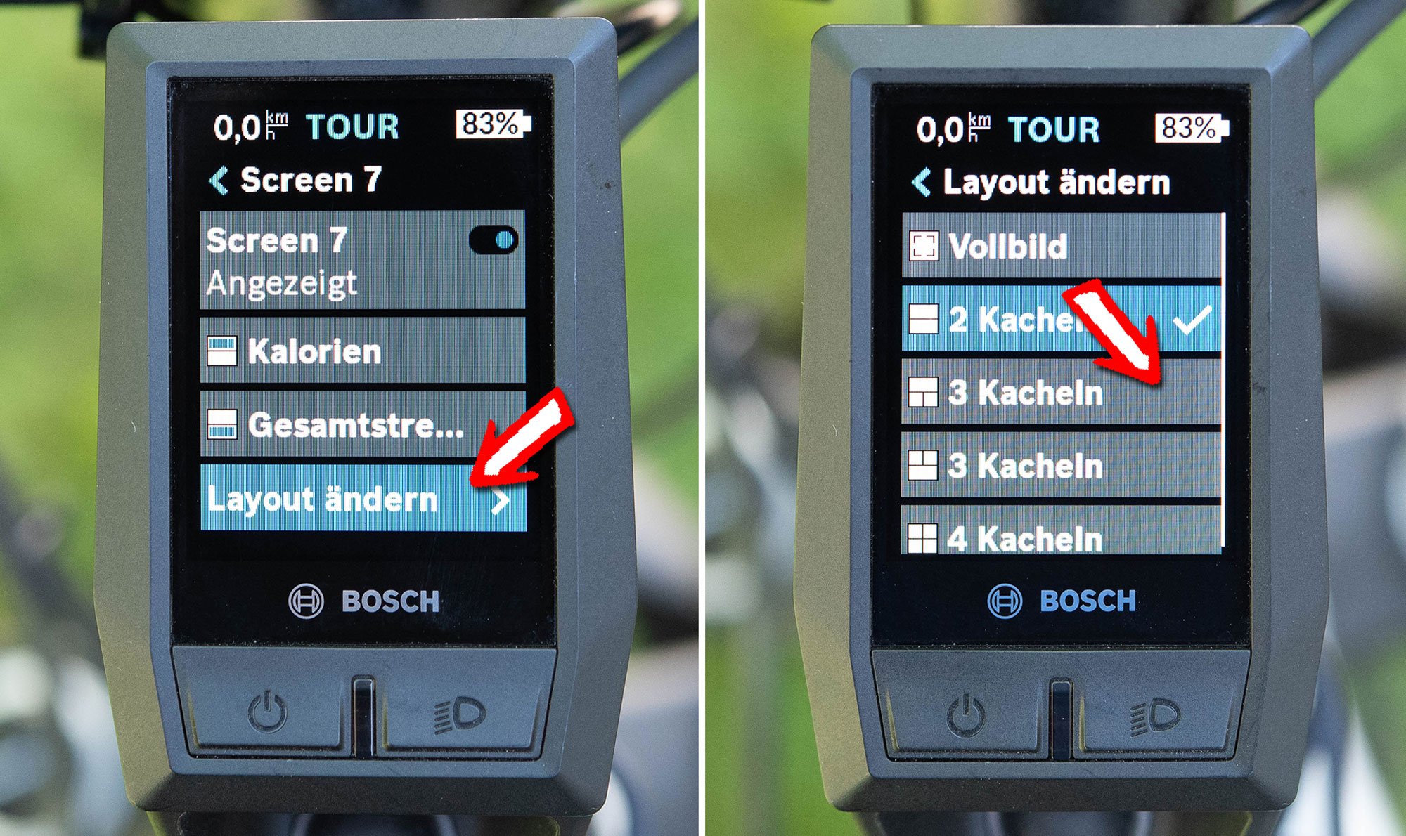 Bosch KIOX Display Einstellungen » Screens einstellen
